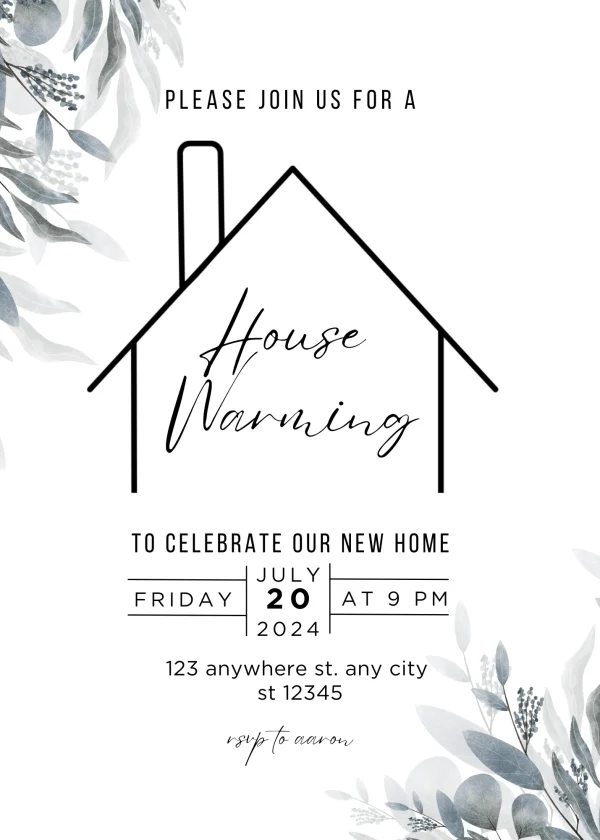 Modern Black Housewarming Invitation Card | InvitationGuru