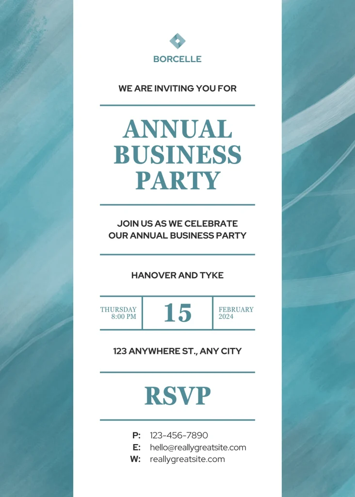 Modern Stylish Blue Modern Annual Business Party Invitation Elegant ...