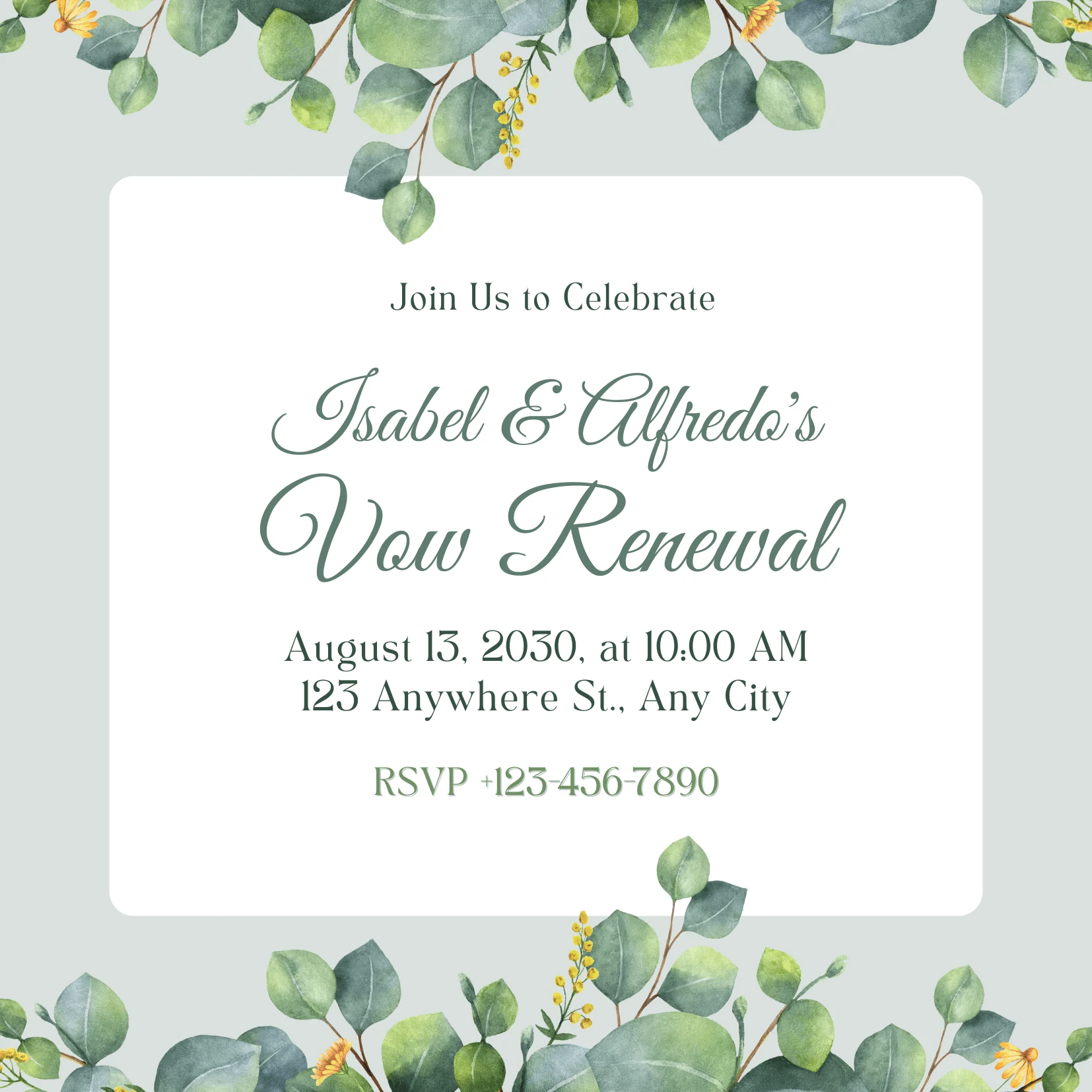 Green White Anniversary Invitation Card | InvitationGuru