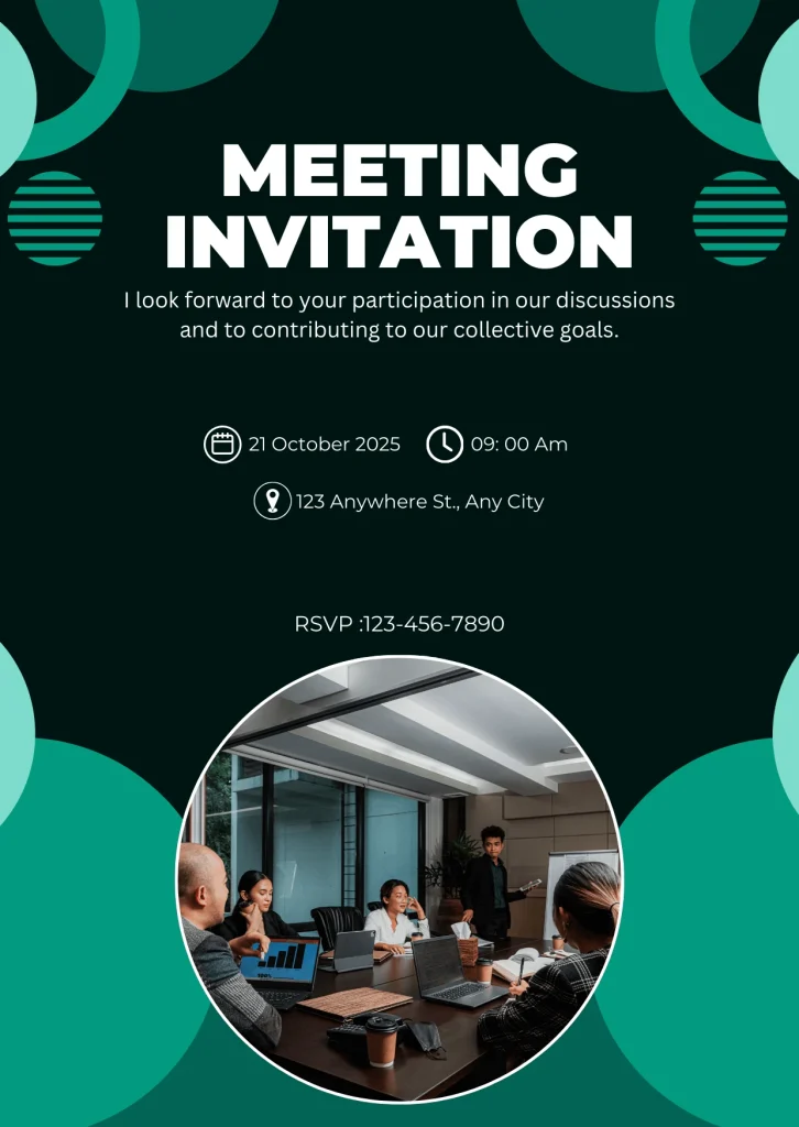 Green Corporate Meeting Invitation Virtual Invitation - Invitation Guru
