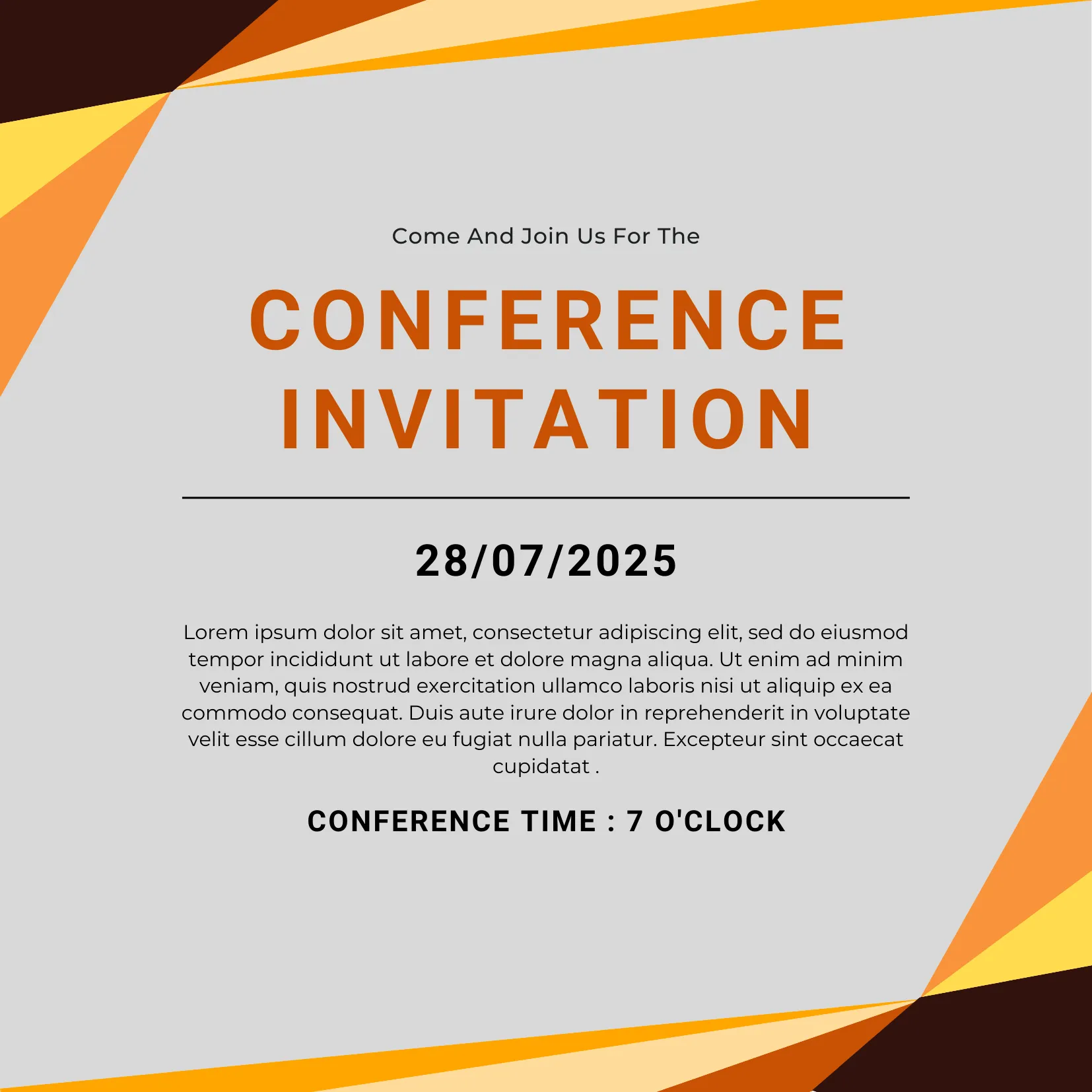 Modern Contemporary Modern Conference Invitation Exclusive Birthday E ...