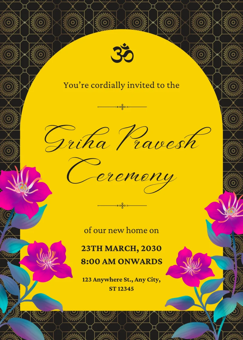 Yellow Pink Housewarming Invitation Card | InvitationGuru