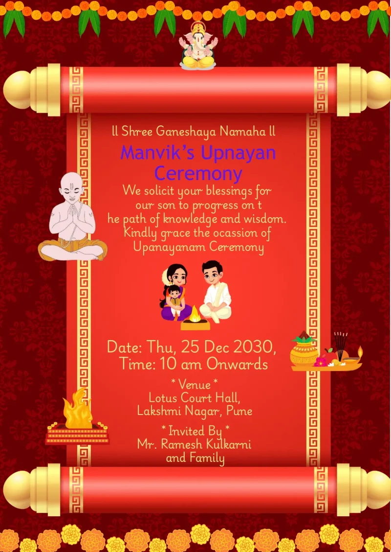 Thread Ceremony Invitation Card - Invitation Guru