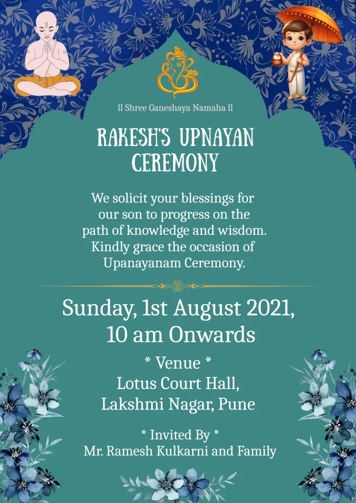 Thread Ceremony Invitation Card - Invitation Guru