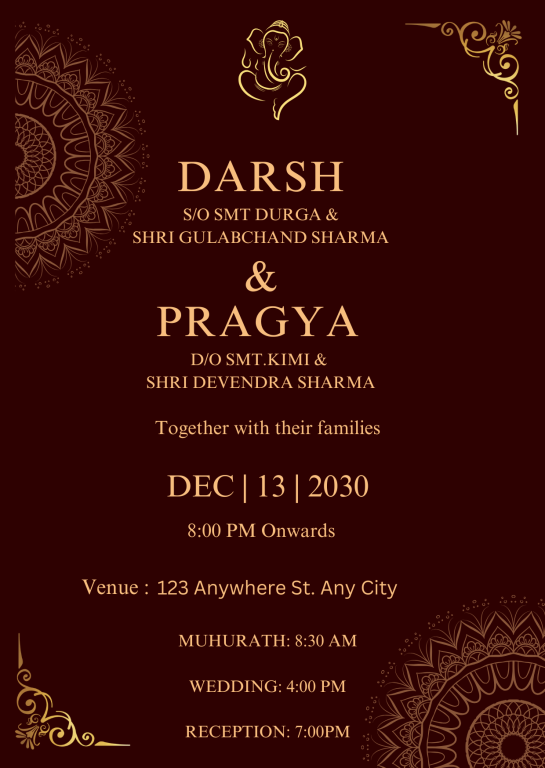 Red and Gold Traditional Wedding Shaadi Invitation - Invitation Guru