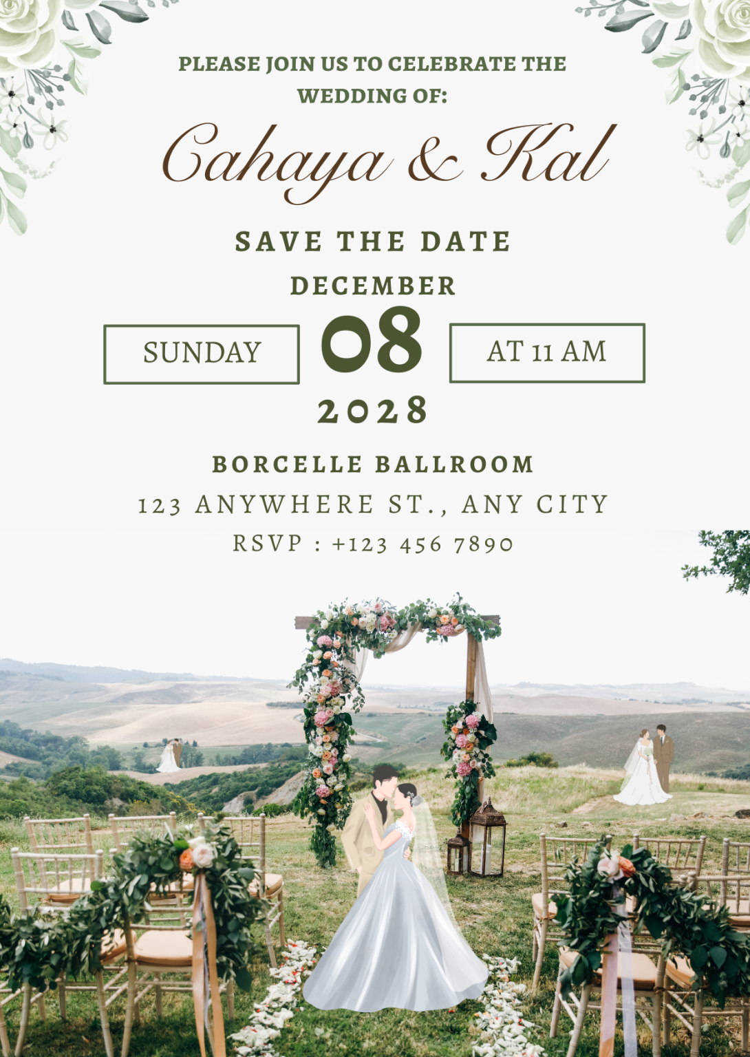 White And Green Floral Indian Wedding Reception Invitation Card ...